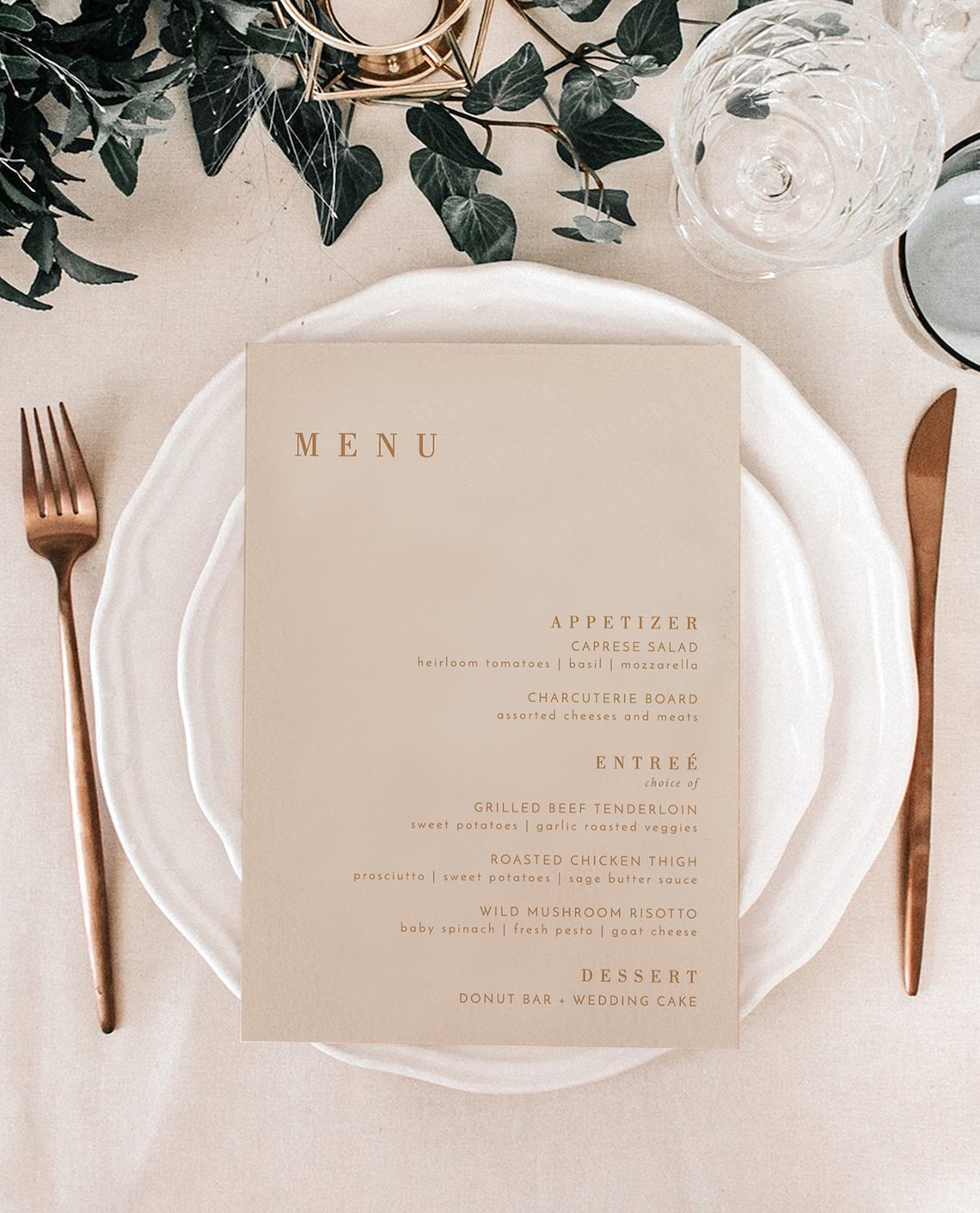 Modern Minimalist Wedding Menu Beige Modern Wedding Menu - Etsy New Zealand