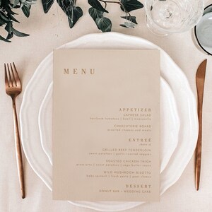Modern Minimalist Wedding Menu, Beige Modern Wedding Menu, Boho Wedding ...