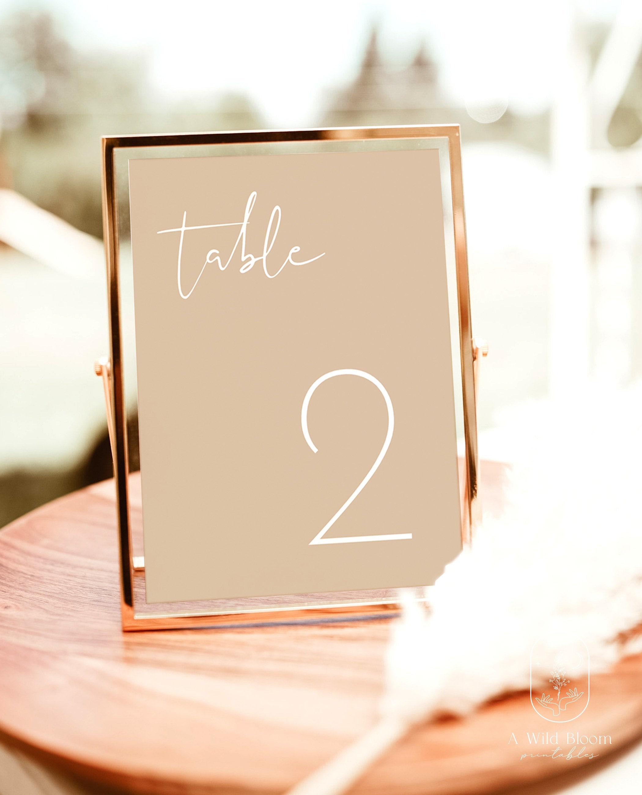 Beige Wedding Table Number Template, Minimalist Wedding Table Number ...