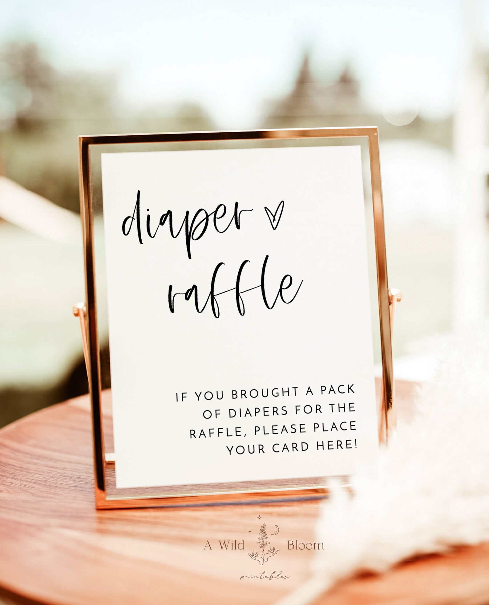 Diaper Raffle Baby Shower Sign, Modern Minimalist Baby Shower ...