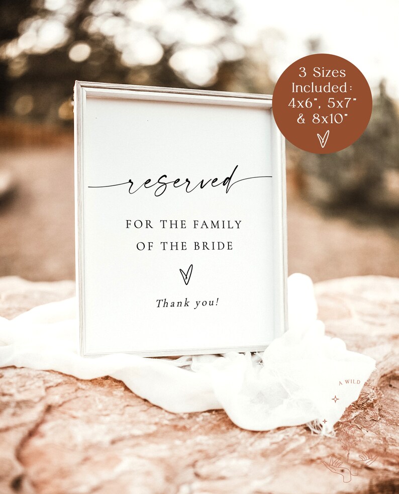 Reserved Sign Template, Minimalist Wedding, Seating, Modern, Instant ...