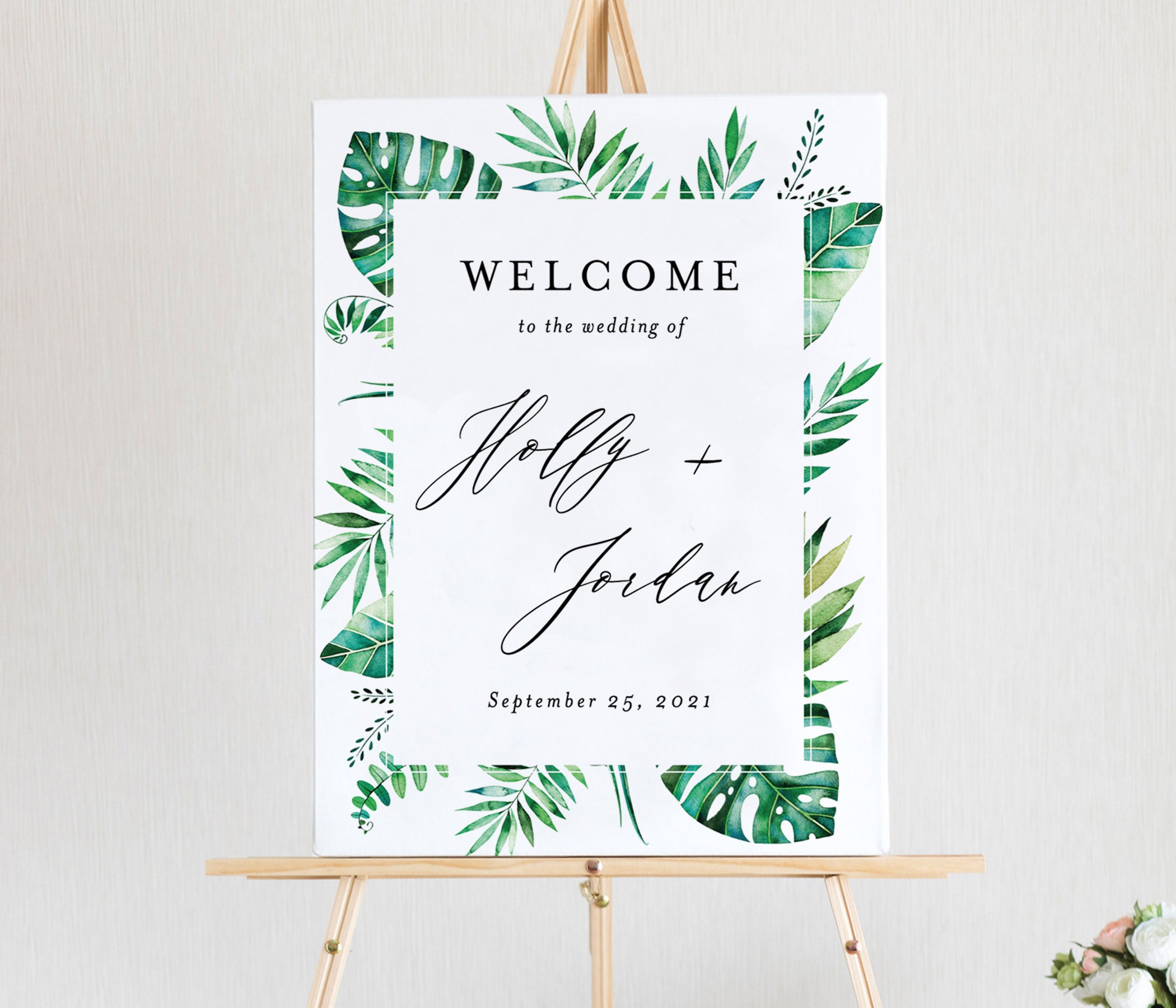 Tropical Greenery Welcome Poster Editable Template - Etsy