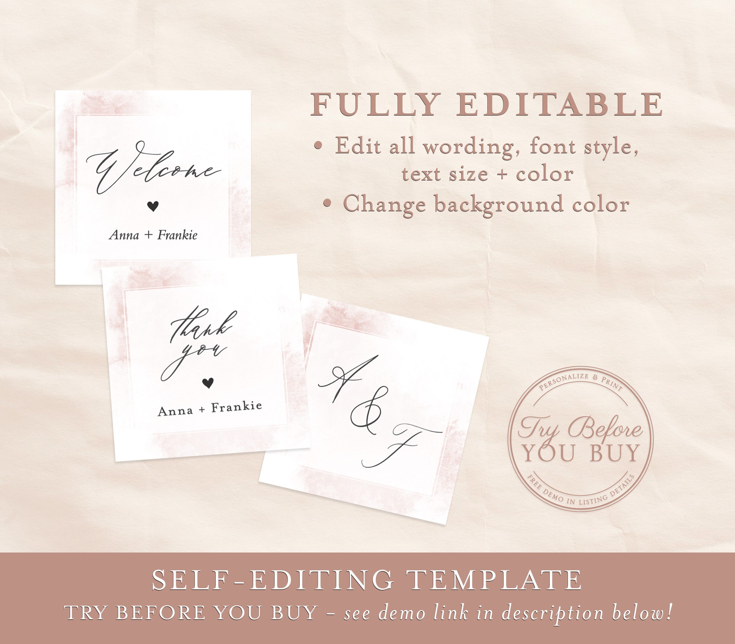 Editable Wedding Favor Tag Template Tropical Wedding Favor - Etsy