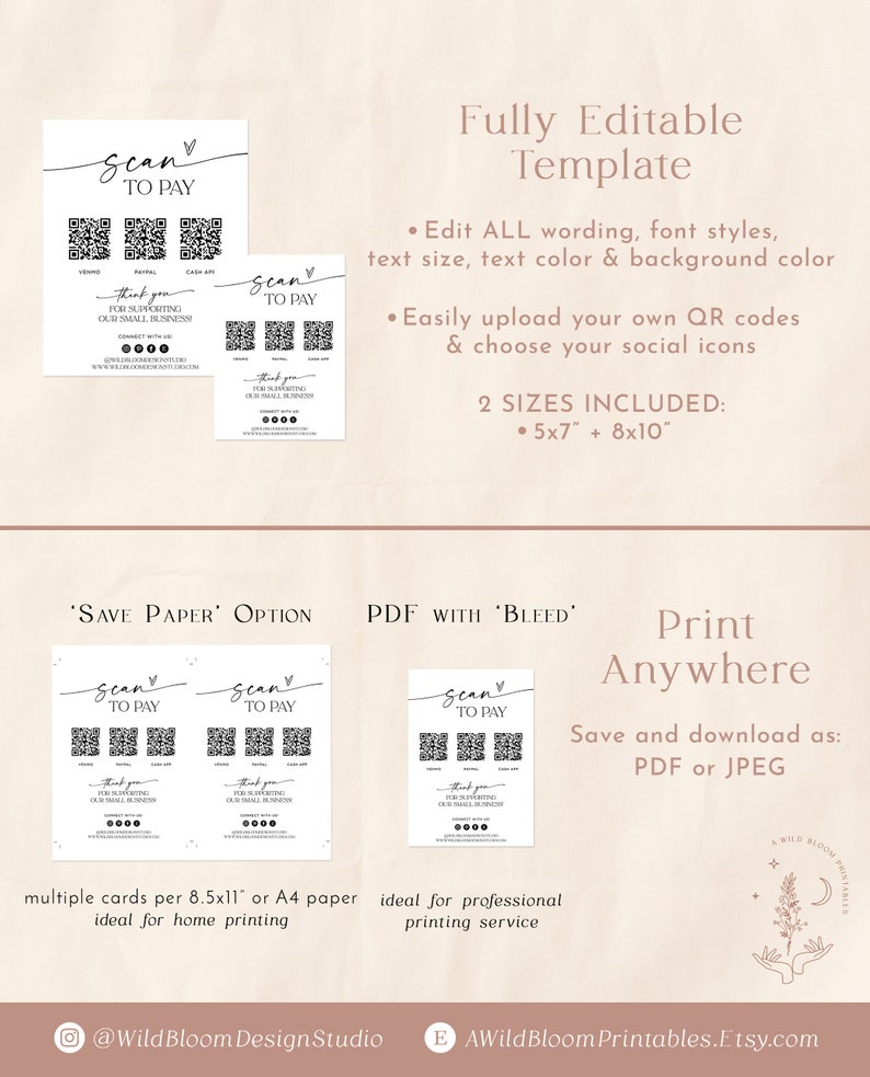 Panneau minimaliste « Scanner pour payer », code QR, petite entreprise ...