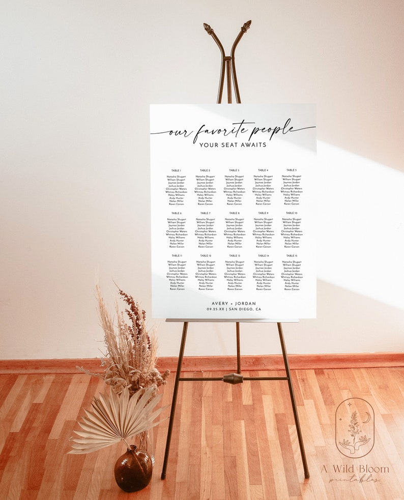 Modern Wedding Seating Chart Minimalist Seating Chart Boho - Etsy
