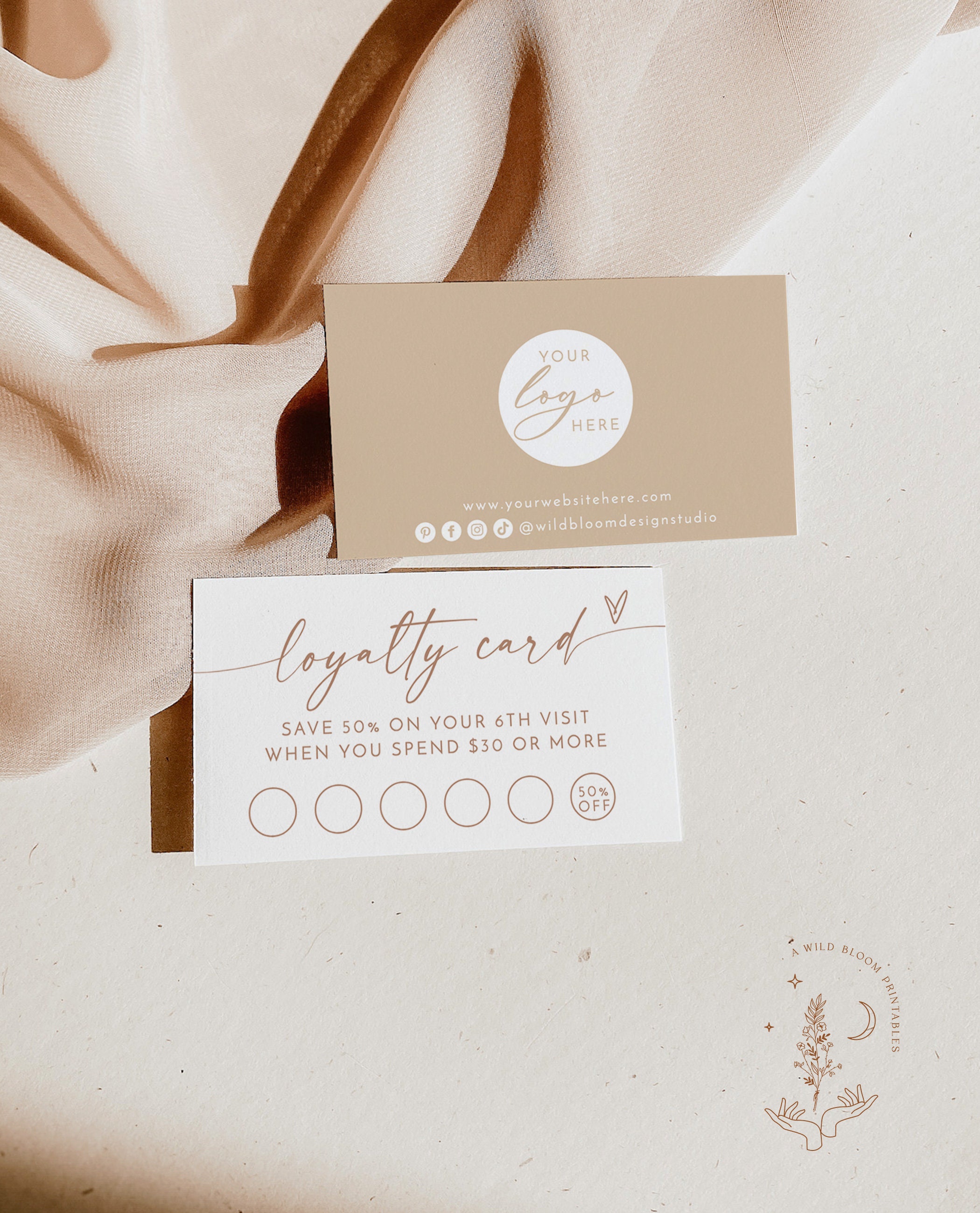 Loyalty Card Template, Customer Cards, Modern Minimalist Small Business ...