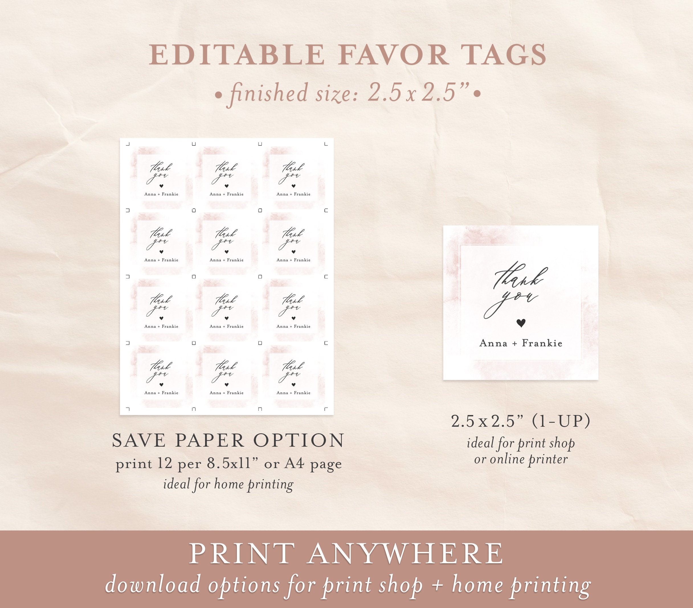 Editable Wedding Favor Tag Template Tropical Wedding Favor - Etsy