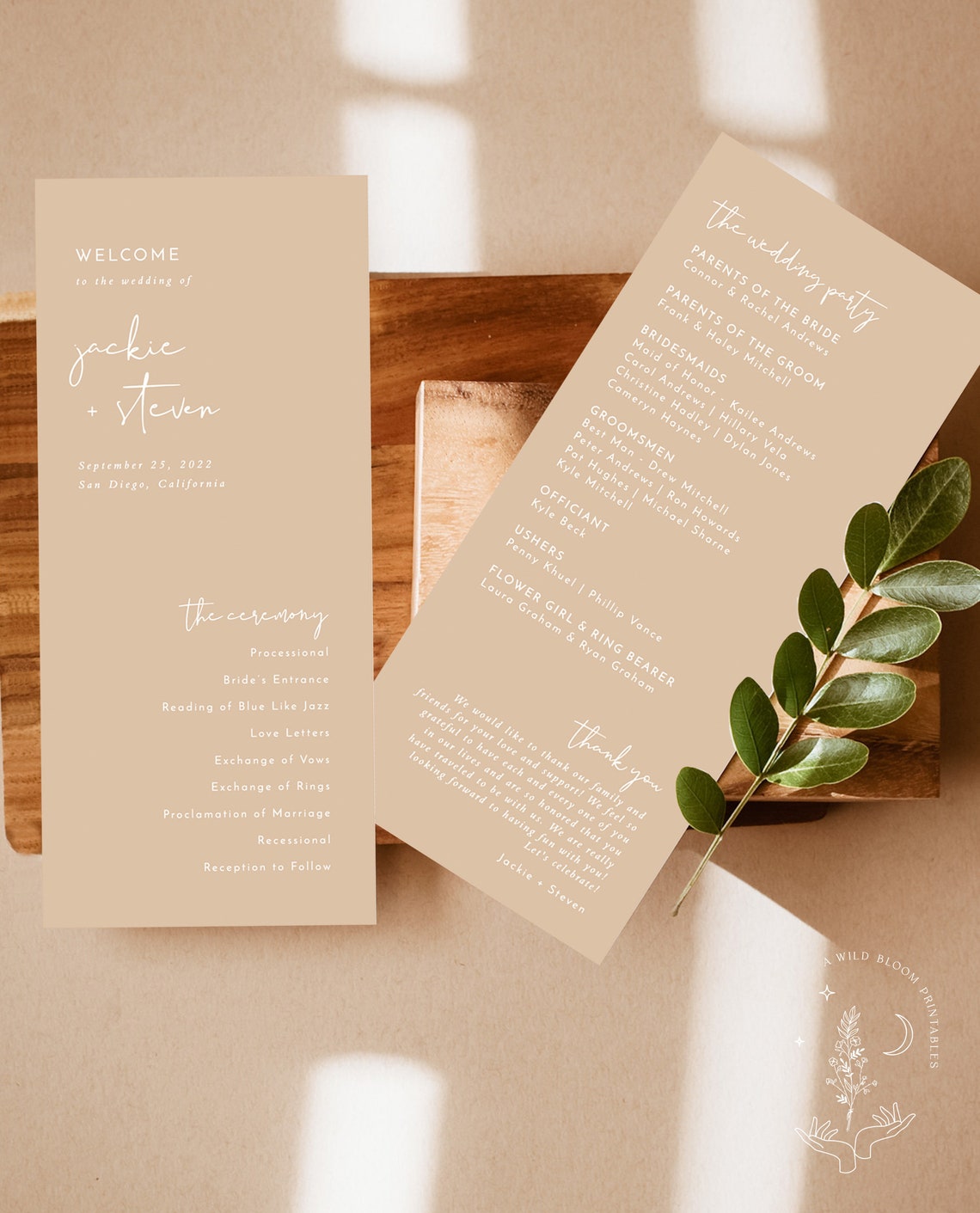 Minimalist Wedding Program Template Printable Order of - Etsy