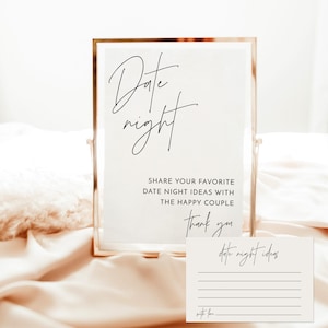 Minimalist Date Night Ideas Sign, Modern Date Night Ideas Card, Boho ...