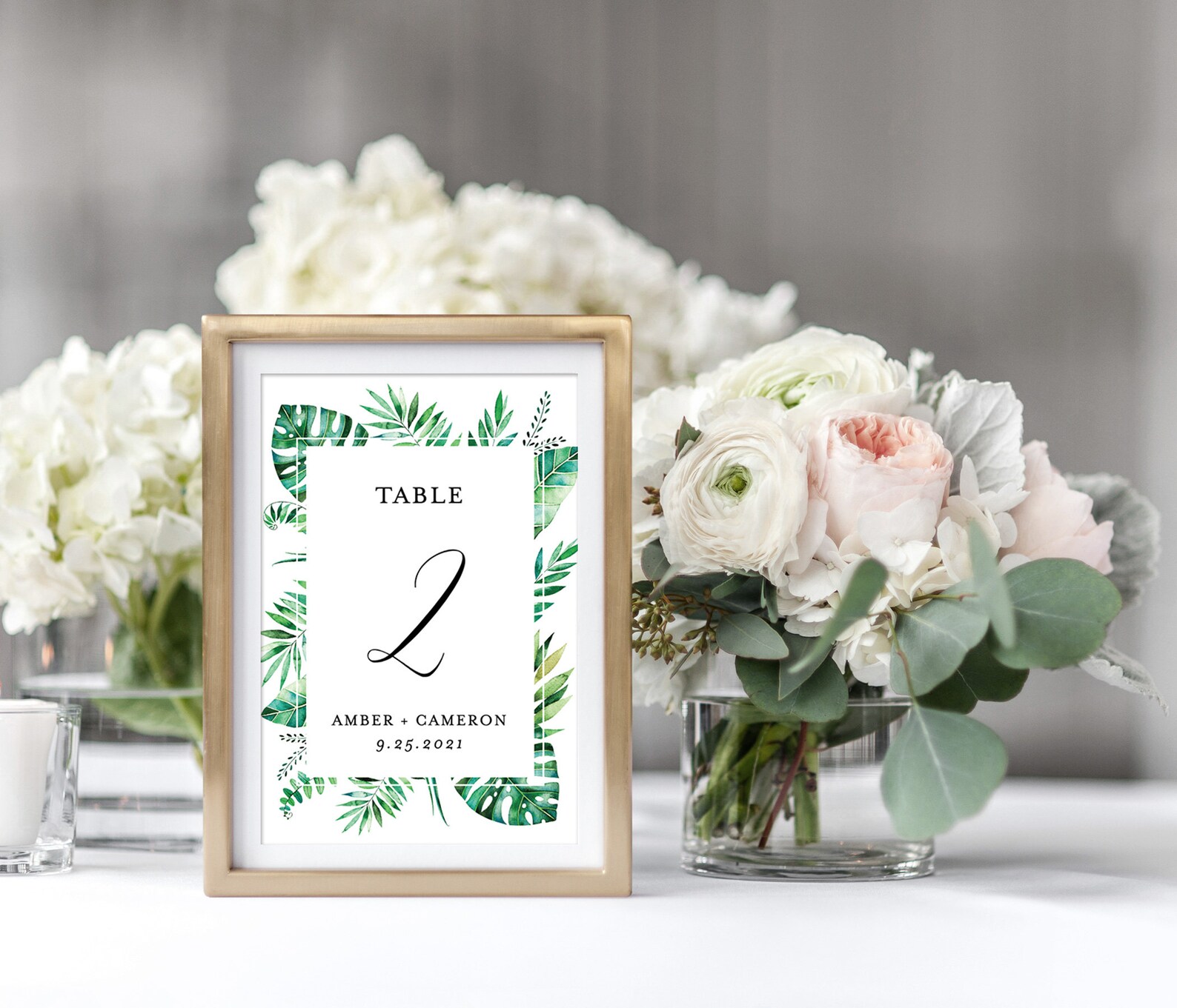 Greenery Table Number Card Template Editable Wedding Table - Etsy