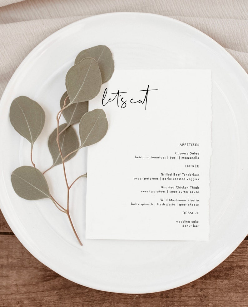 Minimalist Wedding Menu Modern Wedding Menu Wedding Food - Etsy