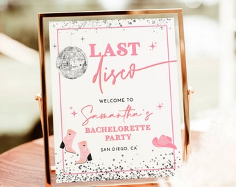 Editable Last Disco Bachelorette Party Template Welcome Sign Retro ...