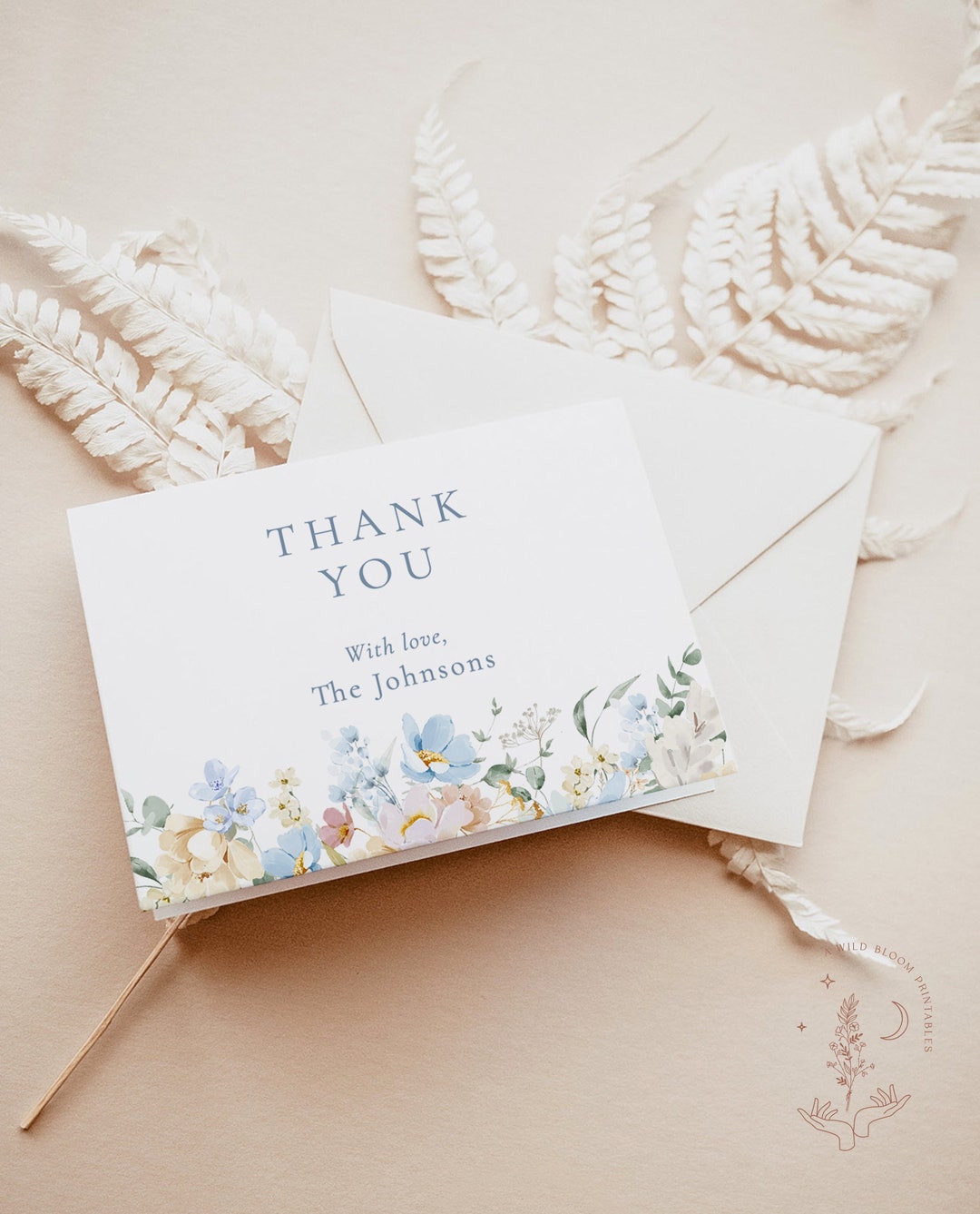 Floral Thank You Card Template, Bridal Shower Cards, Baby, Tented ...