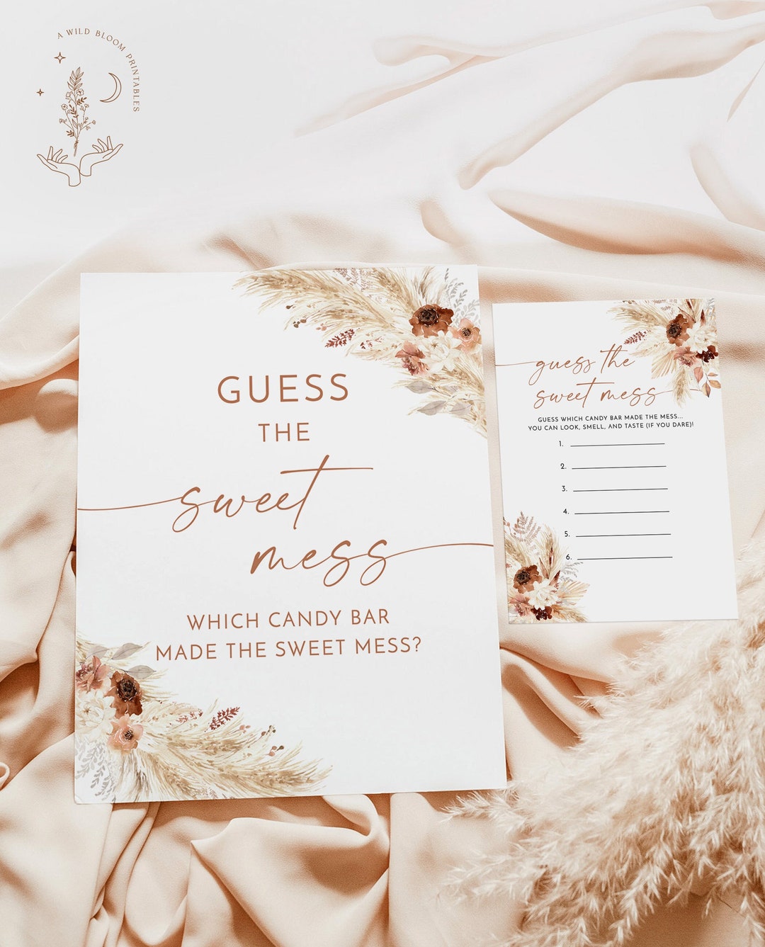 Guess the Sweet Mess, Dirty Diaper Game, Candy Bar Baby Shower, Boho ...