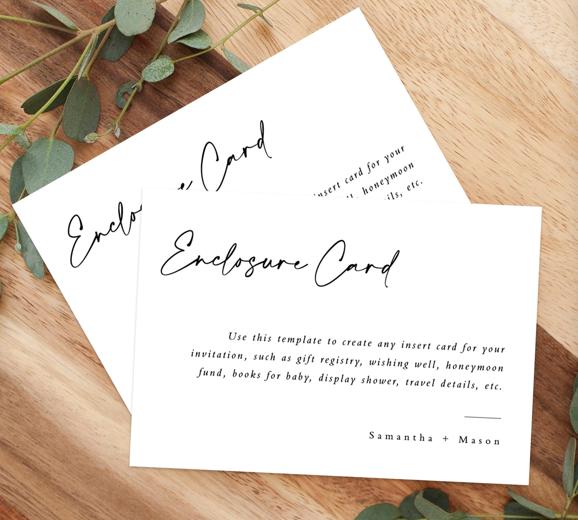 Minimalist Enclosure Card Editable Wedding Invitation Insert | Etsy