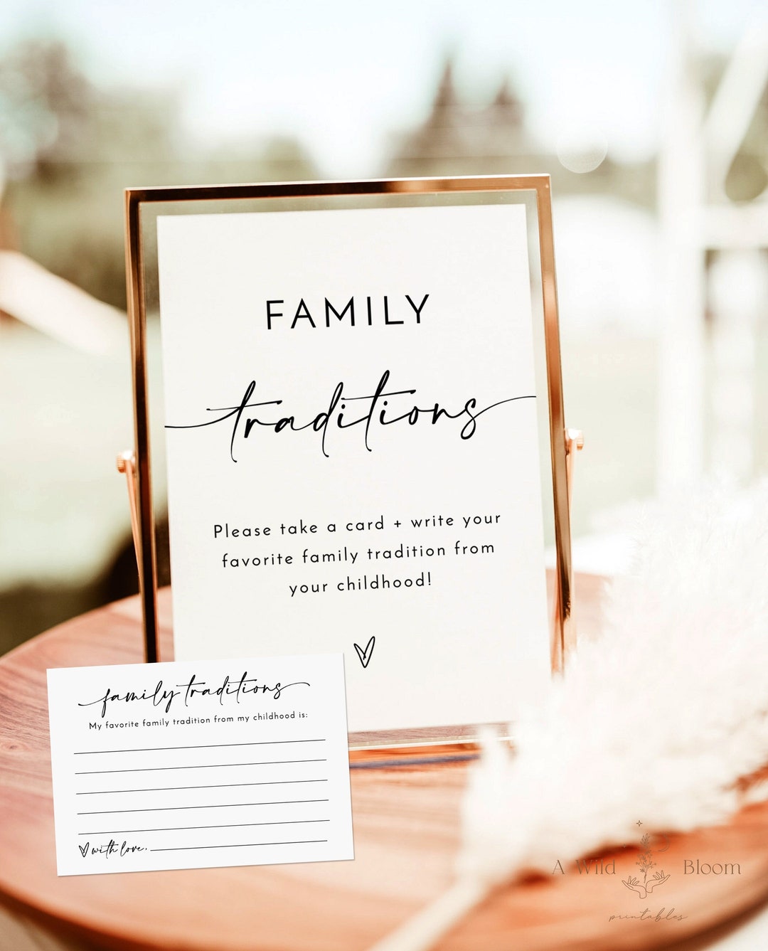 Family Traditions Sign & Card Template, Minimalist Baby Shower Sign ...