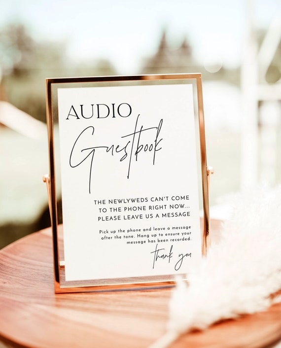 Audio Guestbook Sign Modern Minimalist Wedding Sign Phone Message Guest Book Pick up the Phone Leave A Message Editable Template M7 Etsy