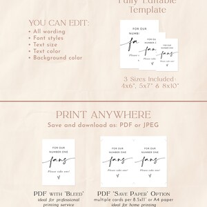 Wedding Fan Sign Template, for Our Number One Fans, Minimalist Wedding ...
