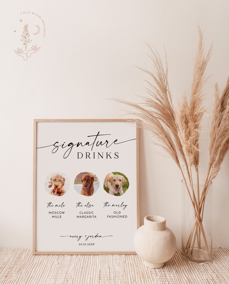 Dog Signature Drink Sign Pet Signature Cocktail Sign - Etsy