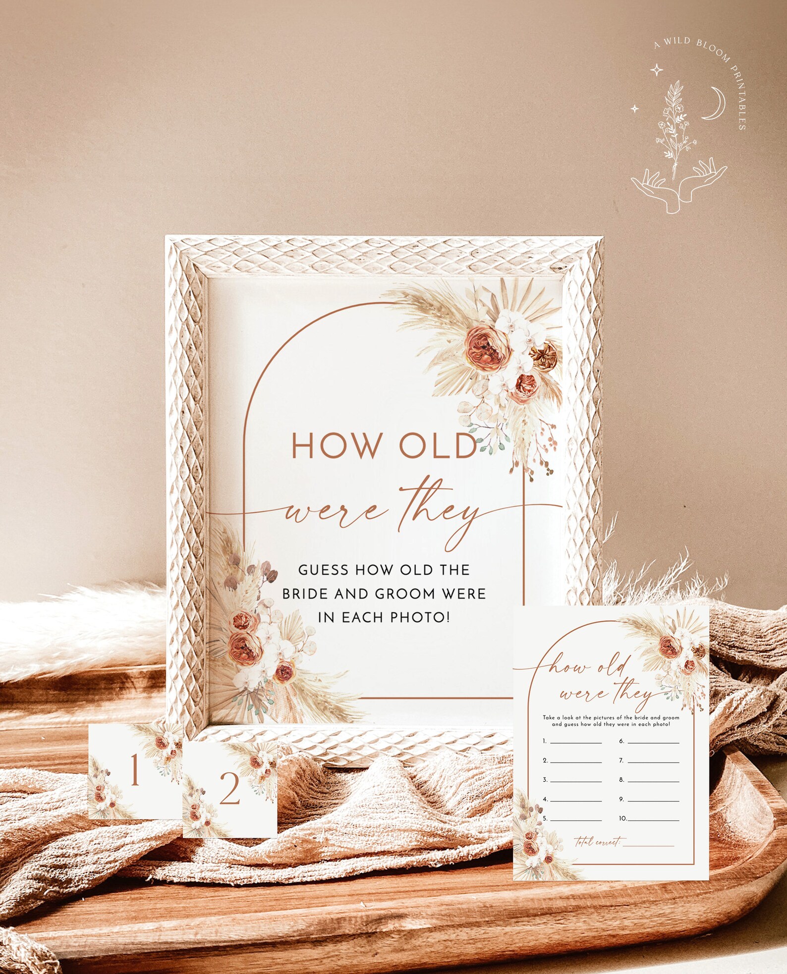How Old Were the Bride and Groom Game, Guess, Boho Bridal Shower ...