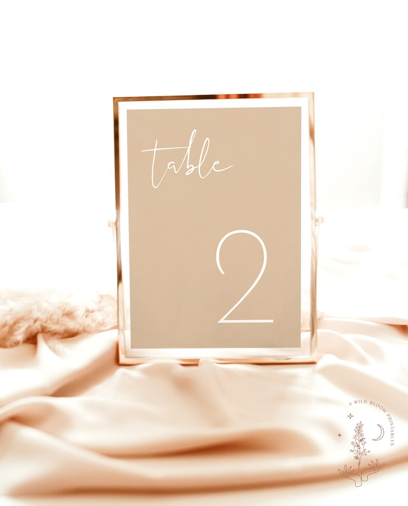 Beige Wedding Table Number Template, Minimalist Wedding Table Number ...