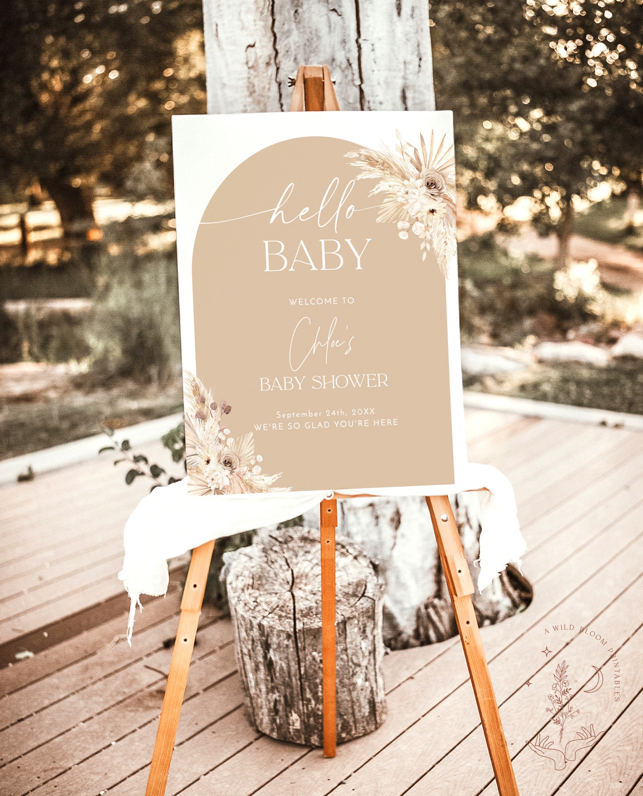 Boho Baby Shower Welcome Sign Template Neutral Shower - Etsy