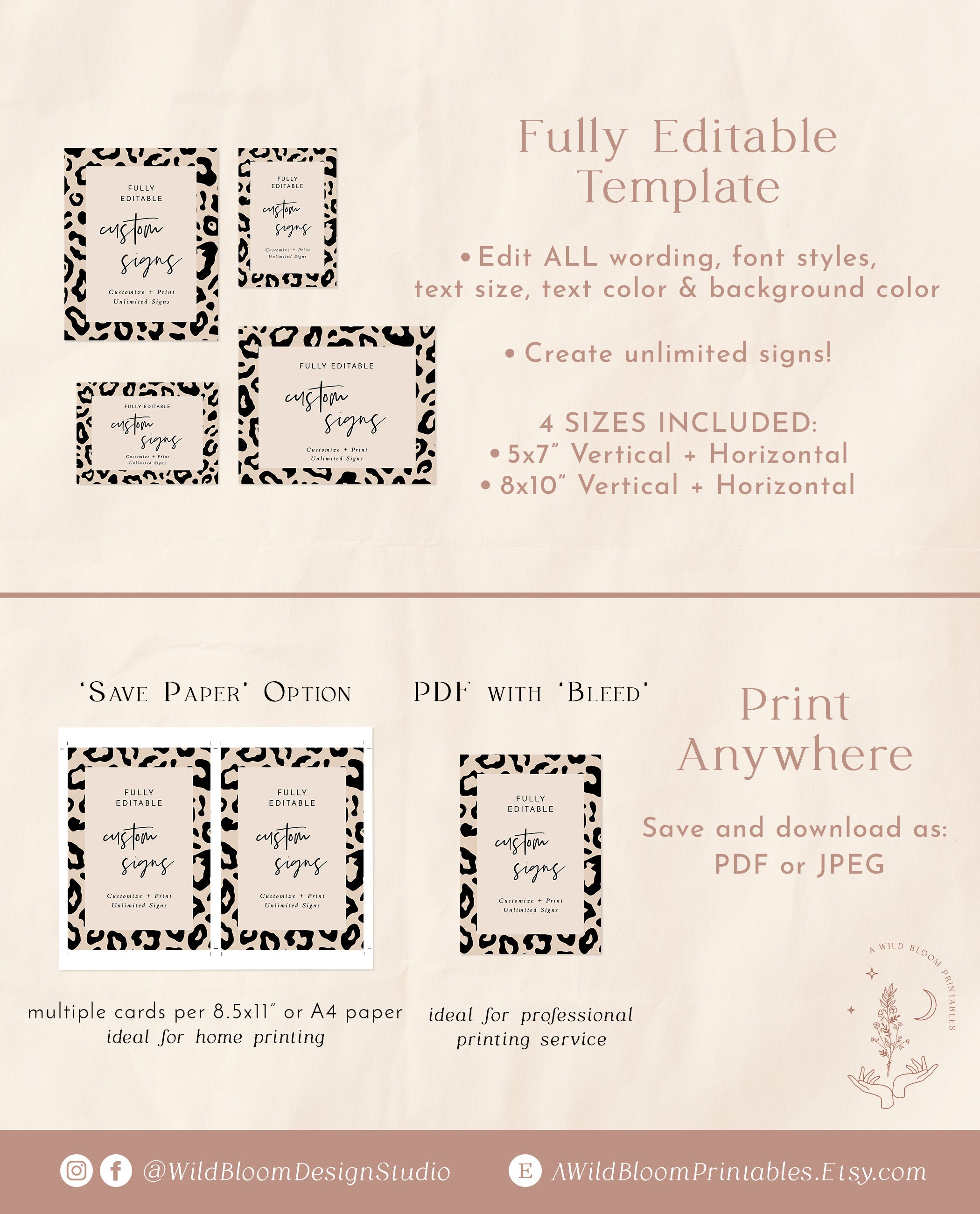 Leopard Print Customizable Signage Animal Print Custom Sign - Etsy