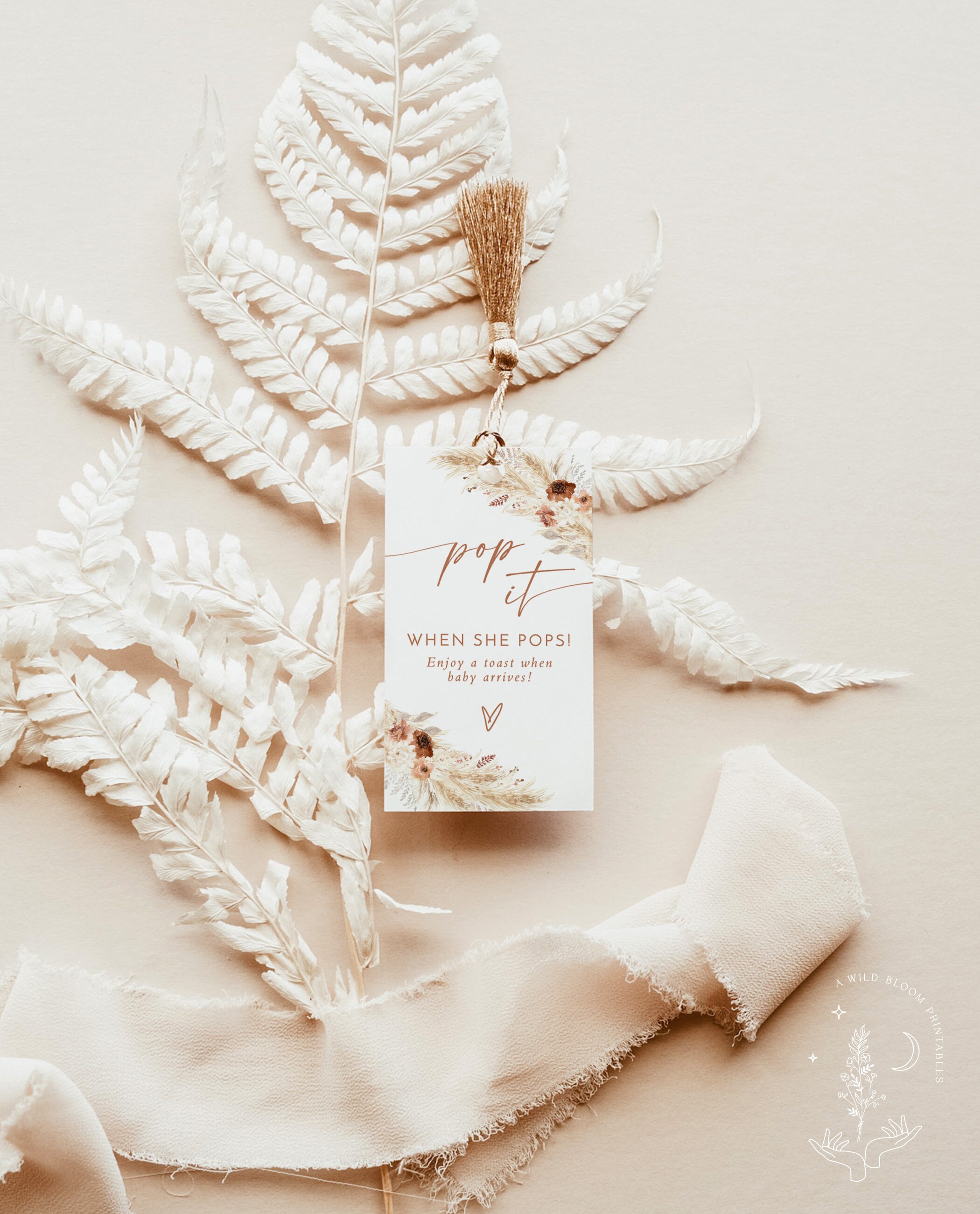 Pop When She Pops Tag, Mini Champagne Bottle Template, Baby Shower Tags ...