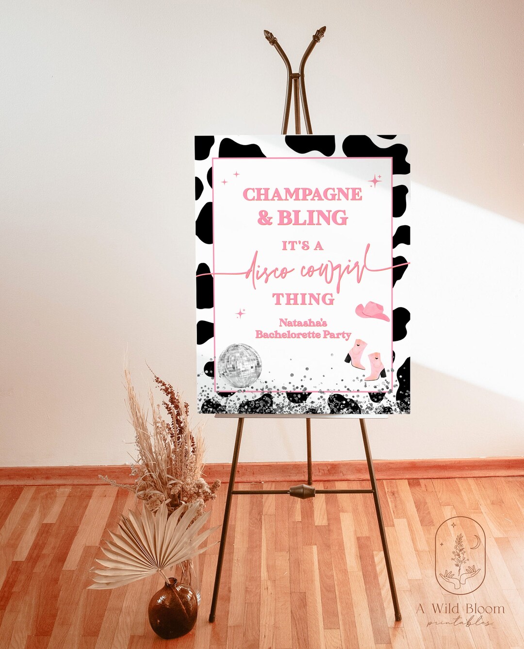 Disco Cowgirl Bachelorette Welcome Sign, Disco Ball, Bachelorette Party ...