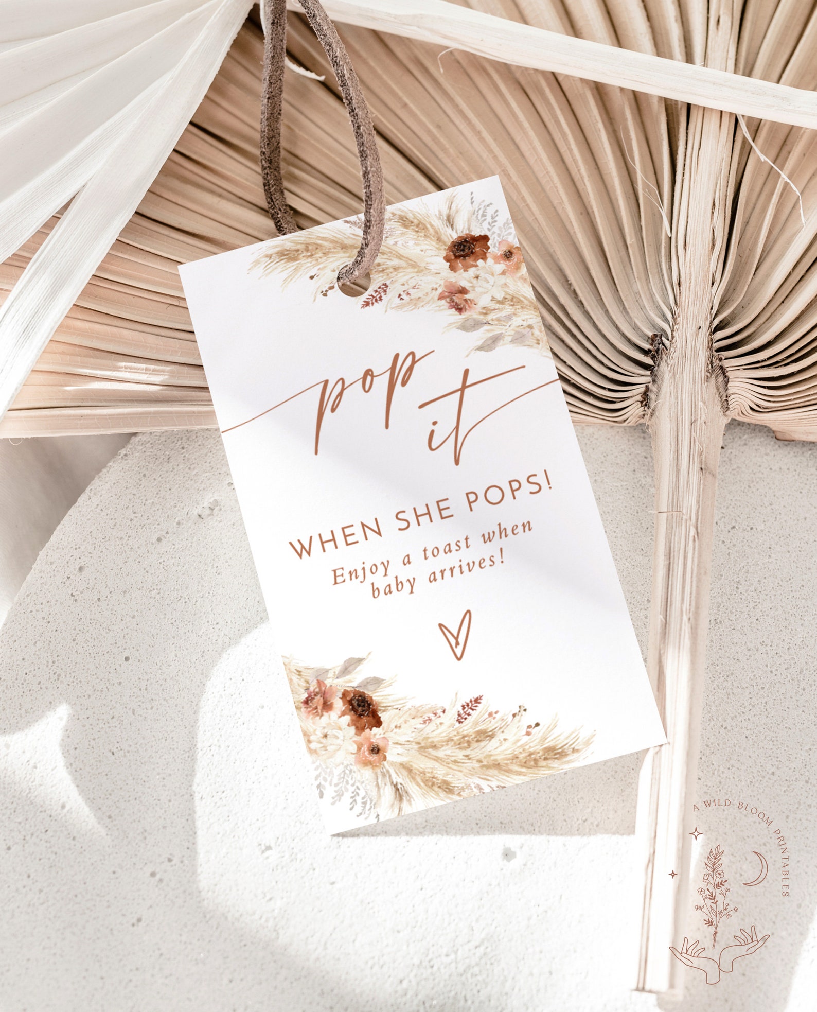 Pop When She Pops Tag, Mini Champagne Bottle Template, Baby Shower Tags ...