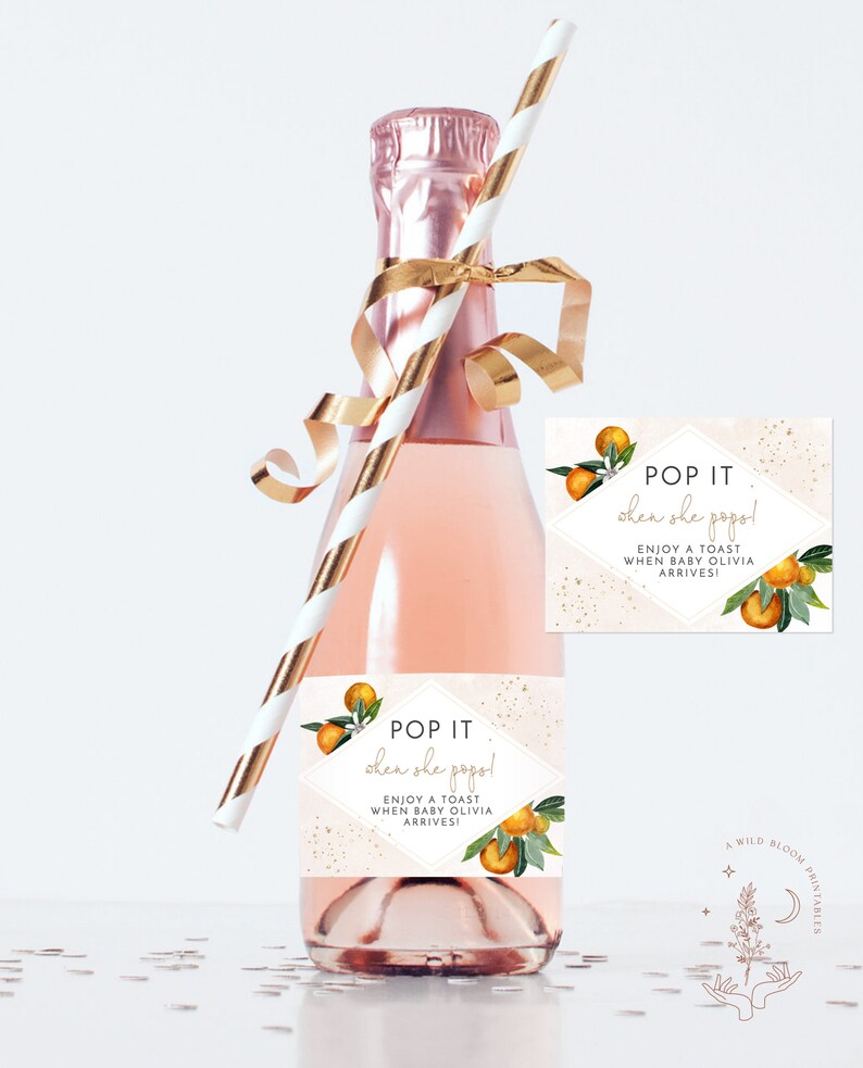 Pop It When She Pops Label Cutie Mini Champagne Bottle Label - Etsy