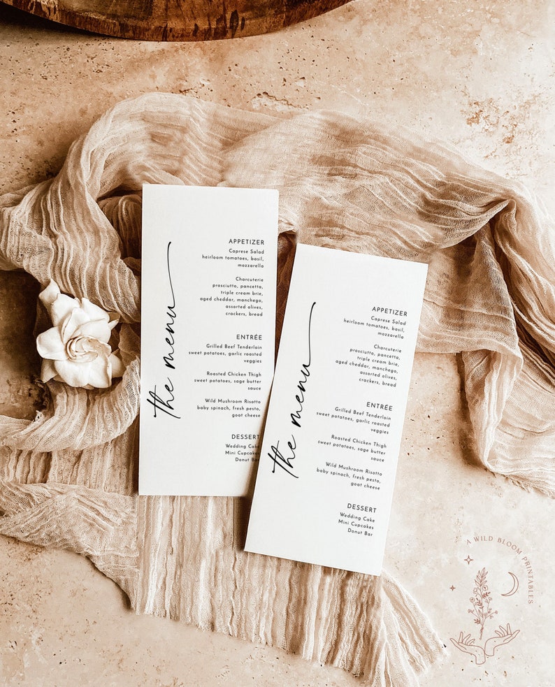 Minimalist Wedding Menu Modern Wedding Dinner Menu Wedding - Etsy