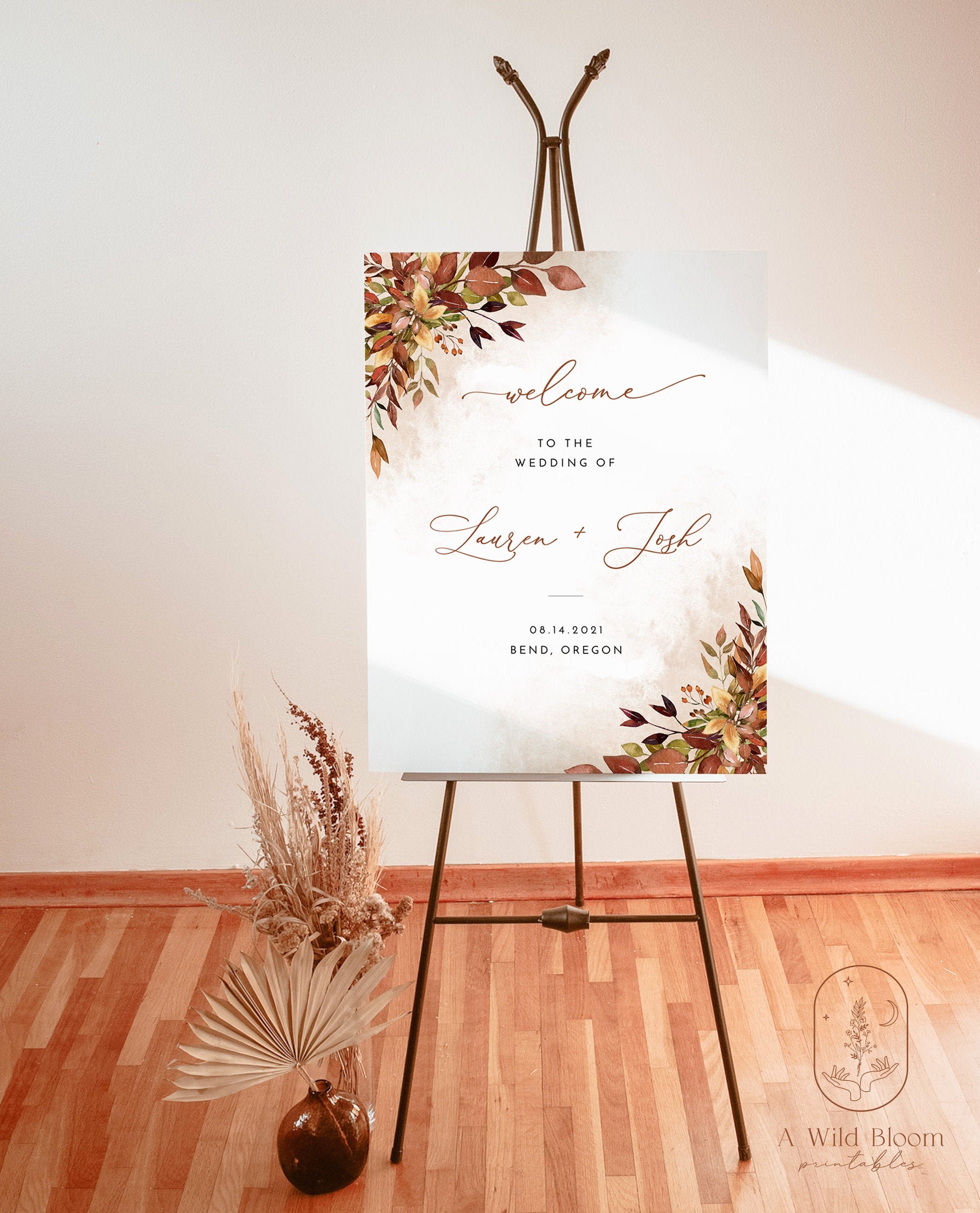 Rustic Fall Wedding Welcome Sign Template Autumn Wedding - Etsy