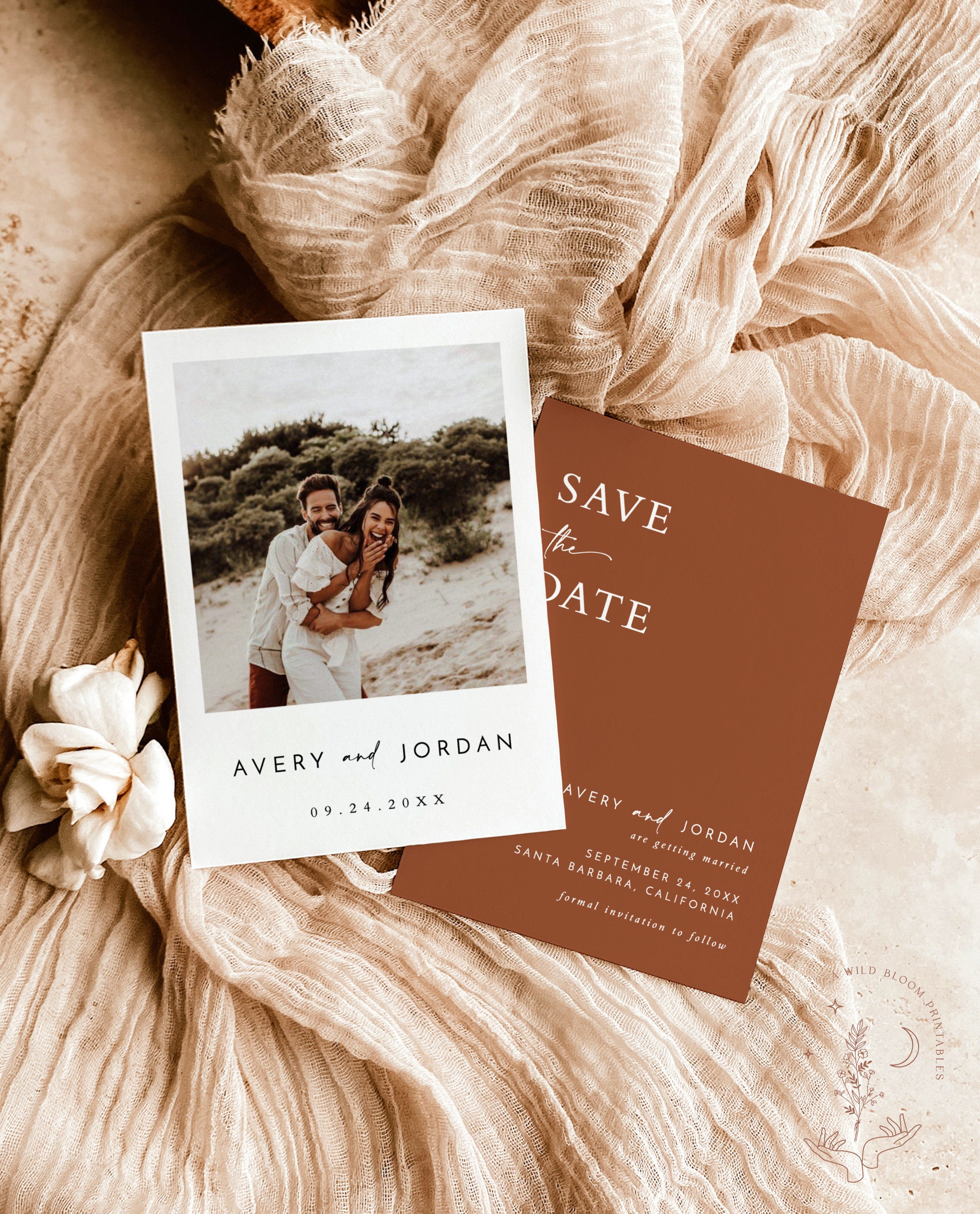 Photo Save the Date Invitation Modern Terracotta Save the - Etsy