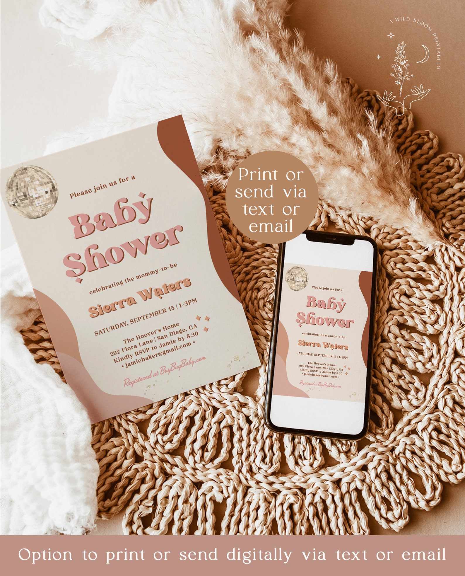 Retro Baby Shower Invite, 70s Baby Shower, Disco Baby Shower, Groovy ...