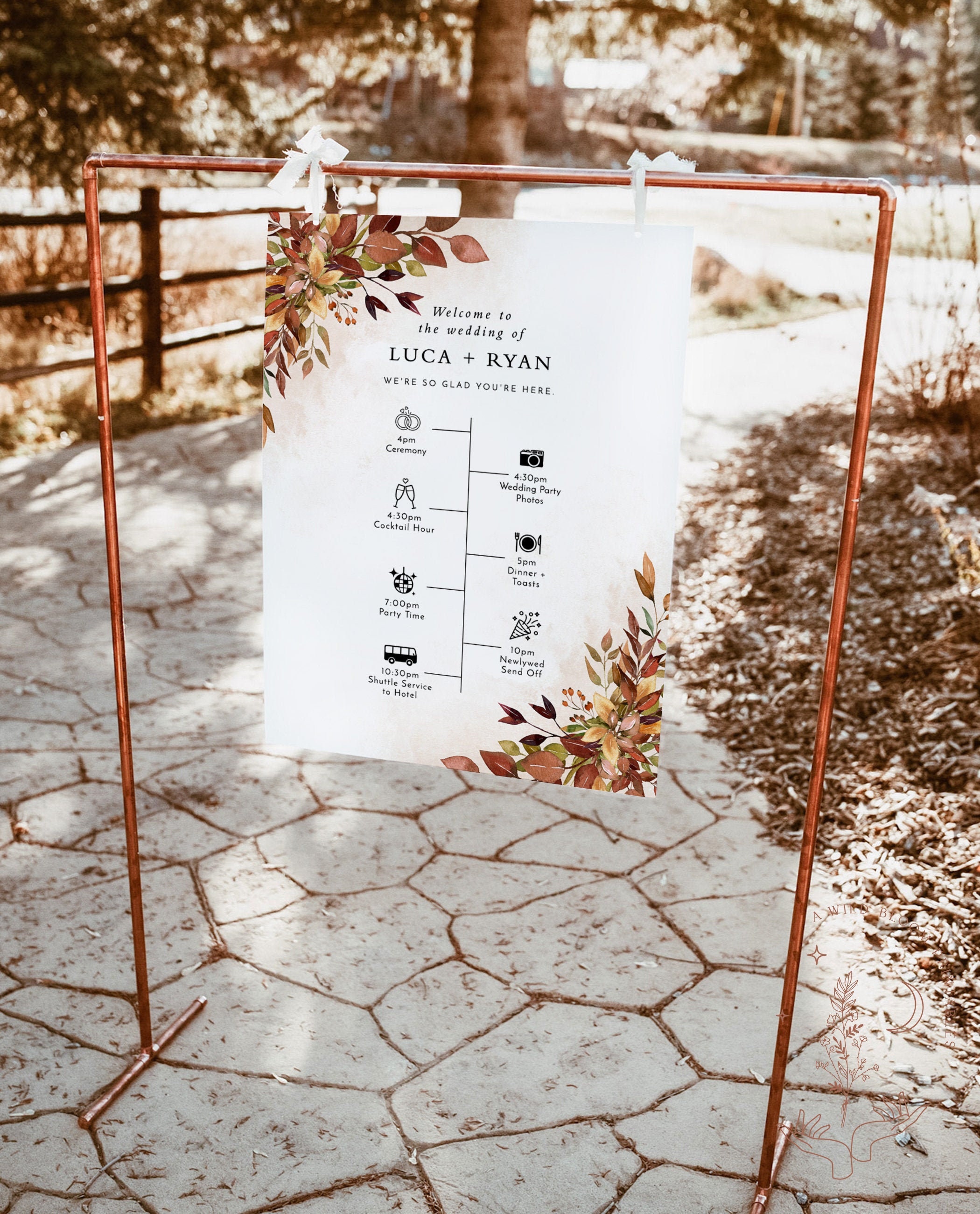 Fall Wedding Timeline Template, Welcome Timeline Poster, Order of ...