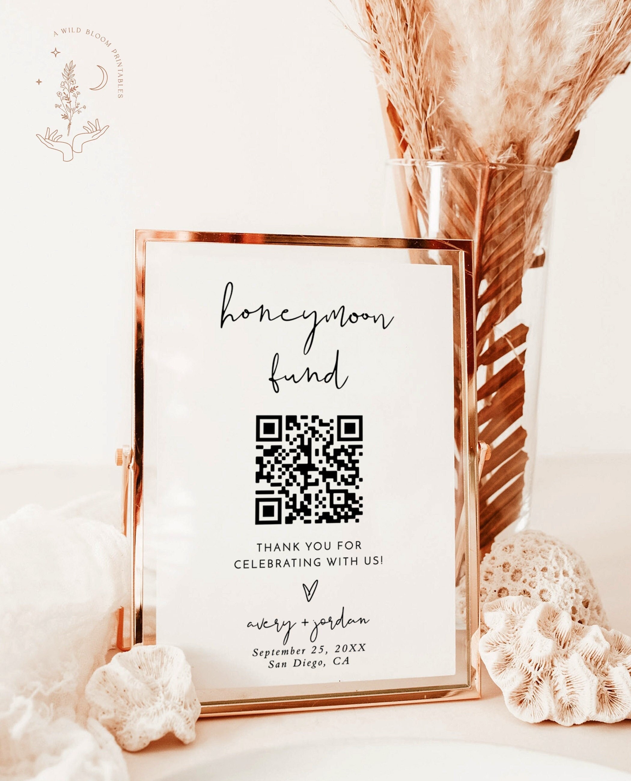 Honeymoon Fund QR Code Sign, Wedding, Venmo Modern, Instant Download ...