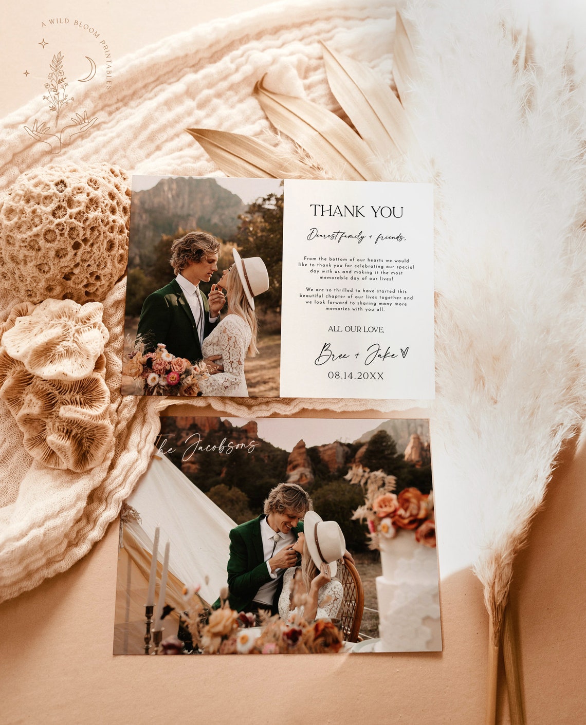 Boho Thank You Card Photo Thank You Card Minimalist - Etsy