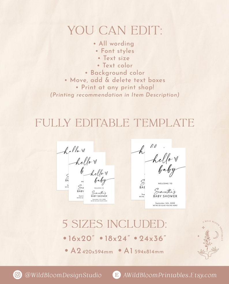 Boho Baby Shower Welcome Sign Neutral Shower Welcome Sign - Etsy