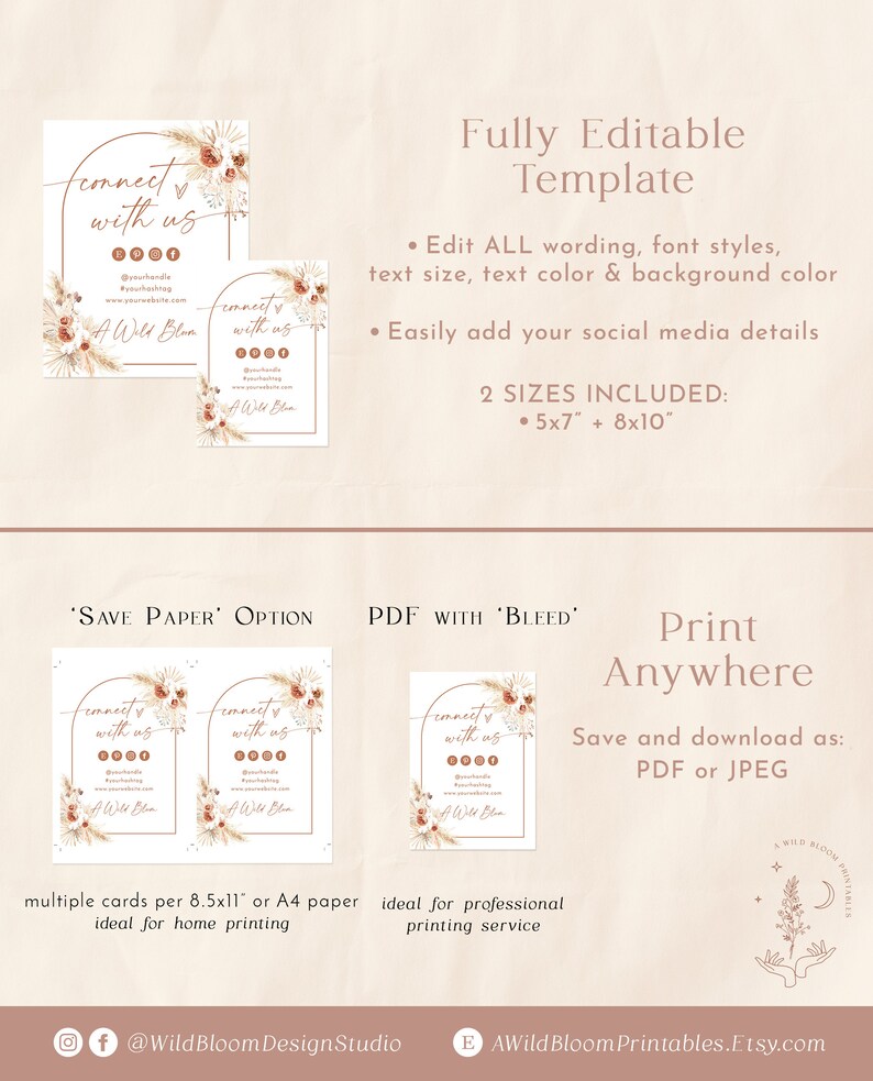 Boho Social Media Sign Small Business Sign Modern Business - Etsy