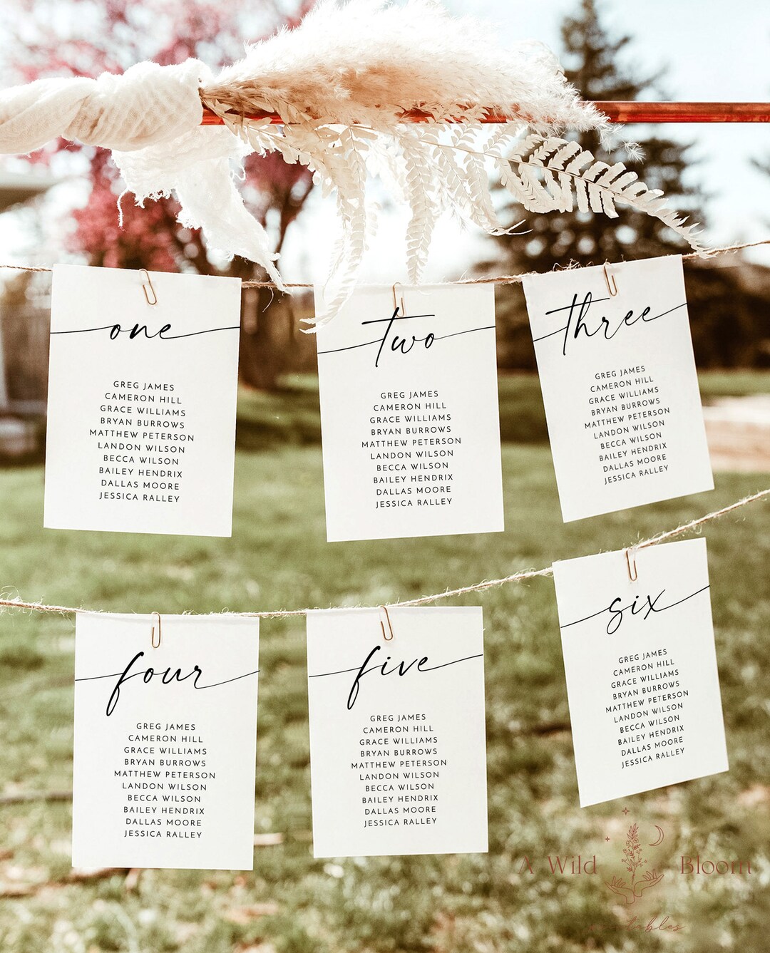 Table Seating Chart Template, Minimalist Wedding Seating Cards, Wedding ...