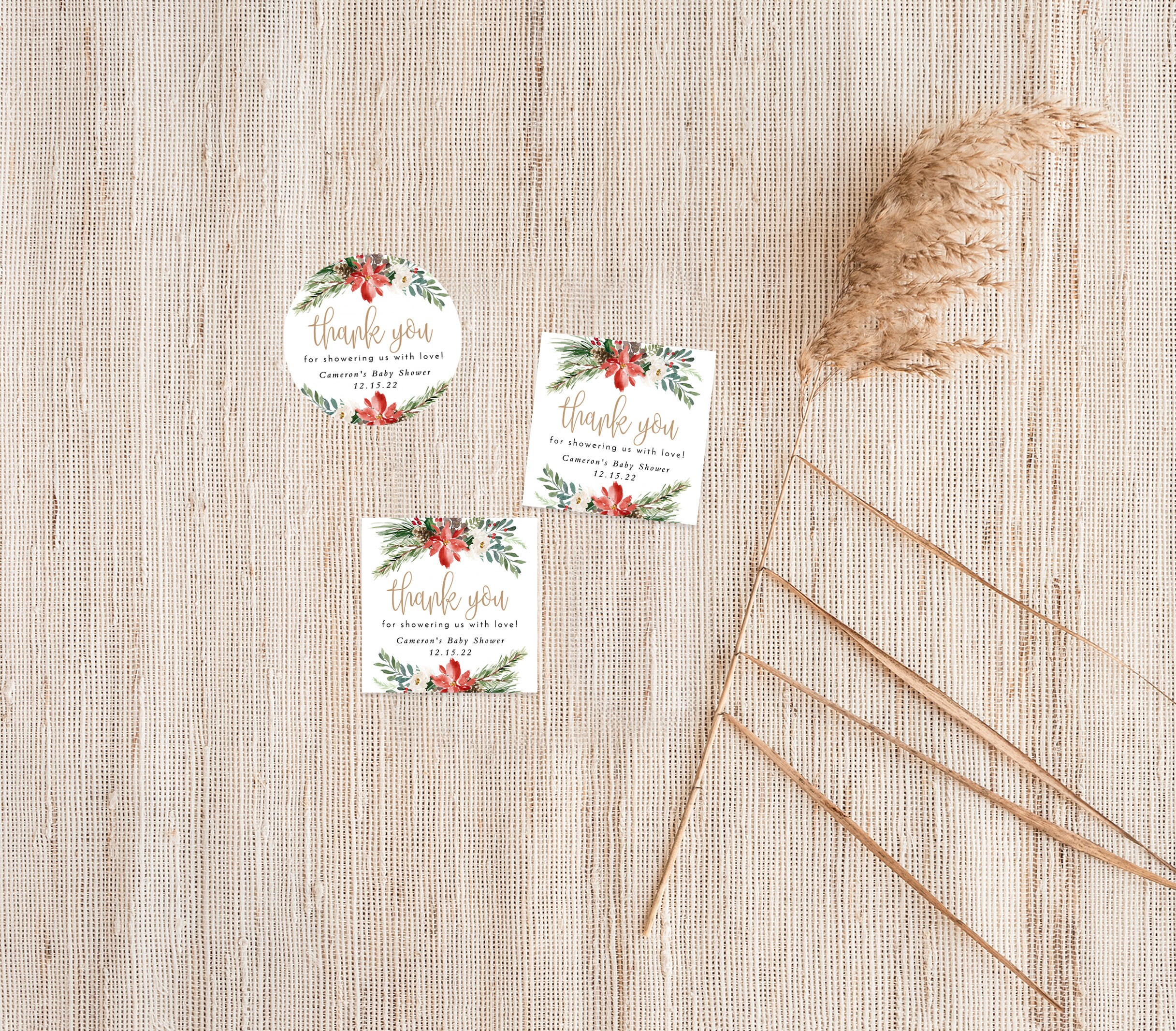 Winter Favor Tag Template Round Square Holiday Tag | Etsy