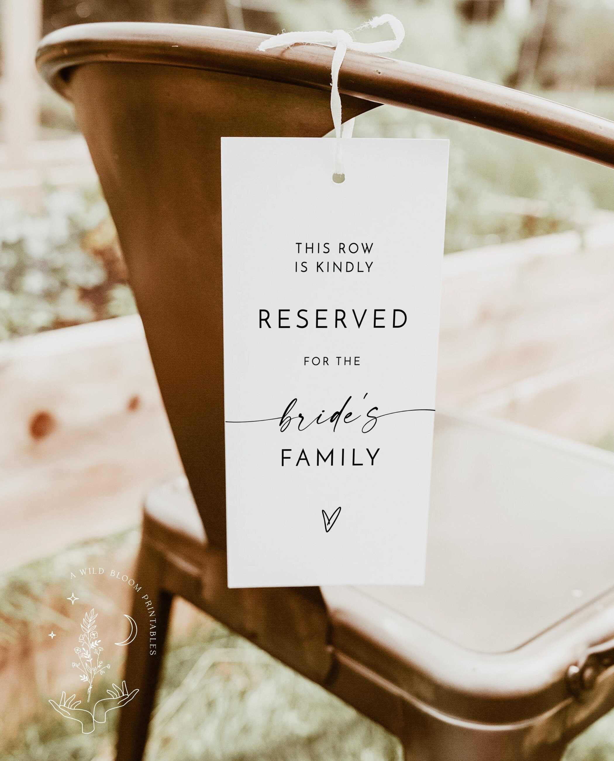 Reserved Chair Tags Minimalist Reserved Tag Modern Wedding - Etsy