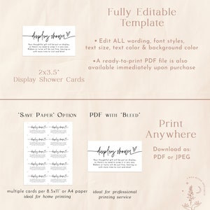 Minimalist Display Shower Card, Modern Display Shower Card, Boho Bridal ...