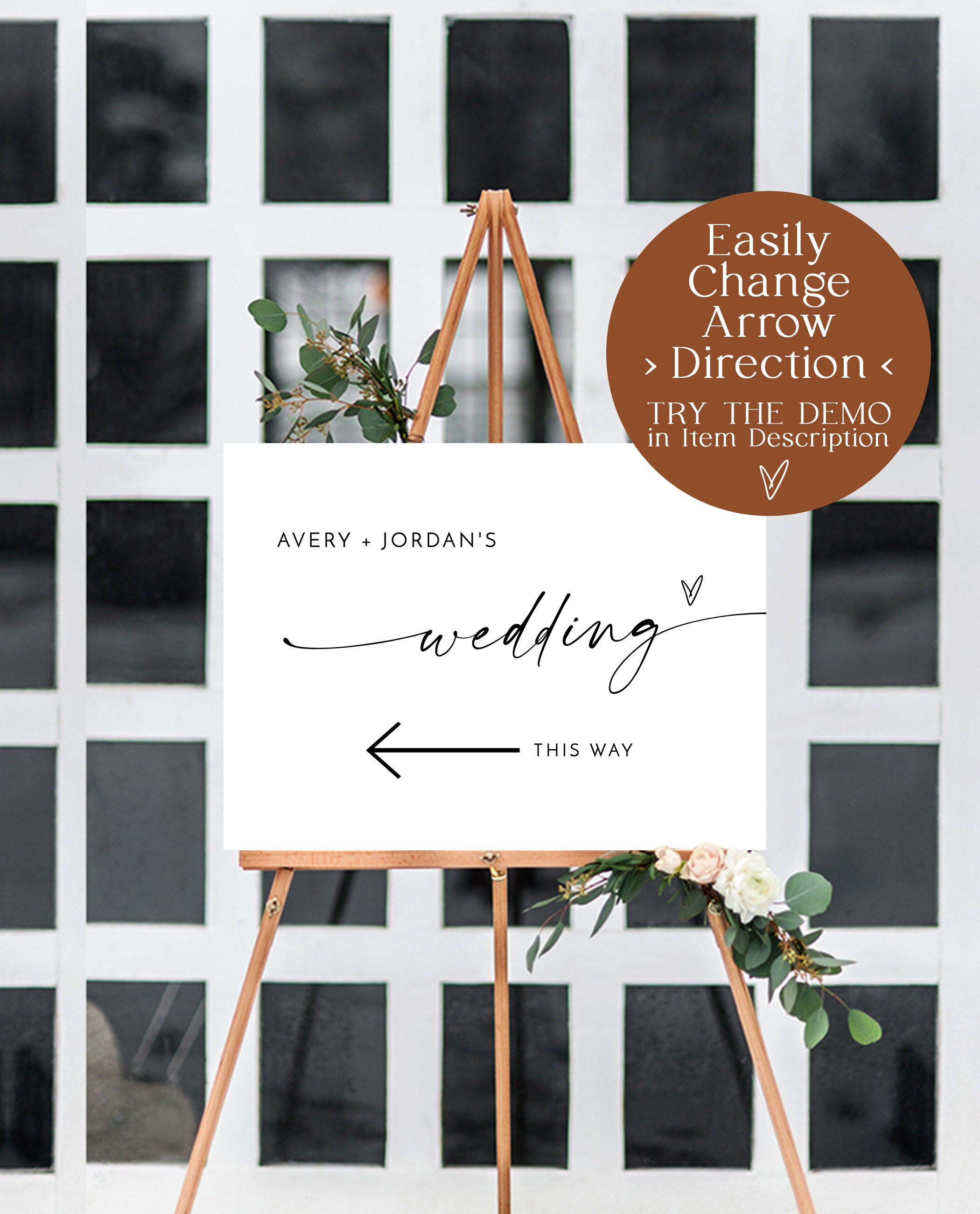 Minimalist Wedding Direction Sign, This Way, Template, Modern Arrow ...