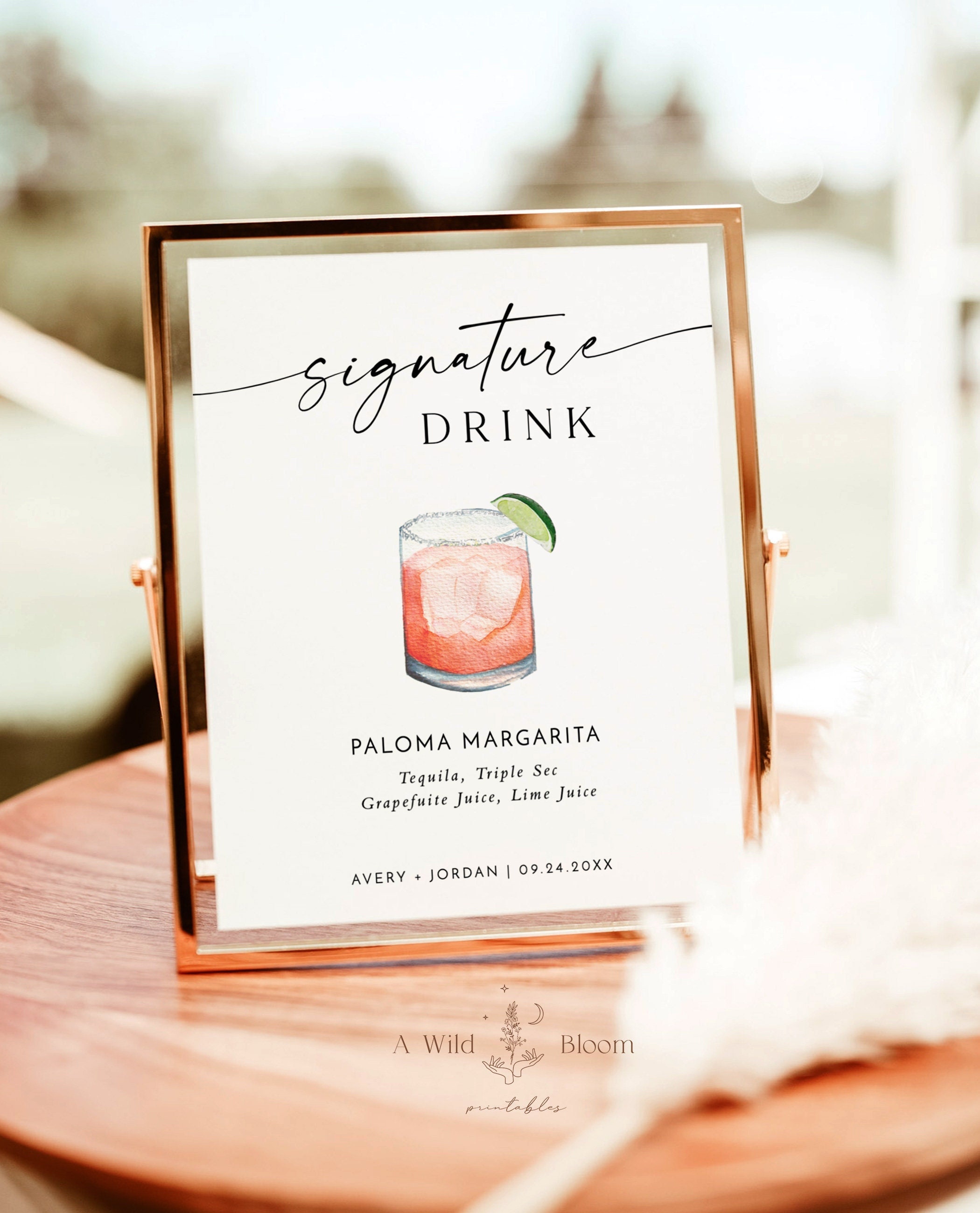 Minimalist Signature Drinks Sign Template Signature Cocktail - Etsy