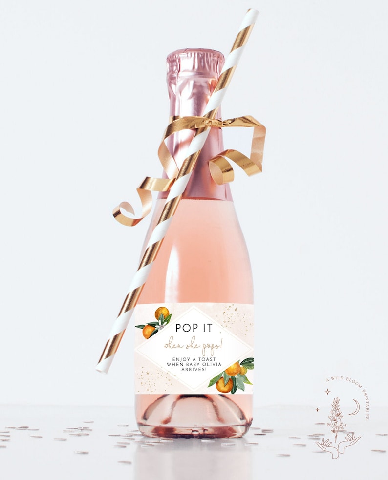 Pop It When She Pops Label Cutie Mini Champagne Bottle Label - Etsy