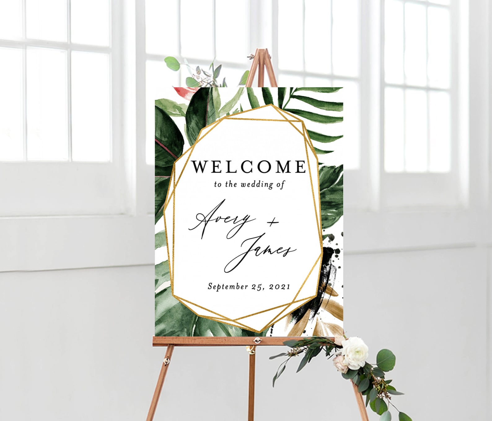Tropical Wedding Welcome Sign Template Modern Tropical - Etsy