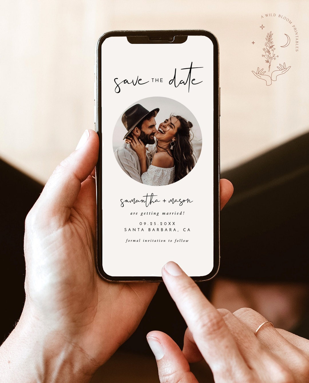 Electronic Save the Date, Modern Minimalist Save the Date, Digital Text ...