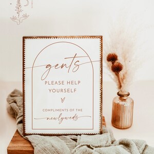 Gents Bathroom Sign Template, Boho Wedding Bathroom Basket Sign, Pampas ...